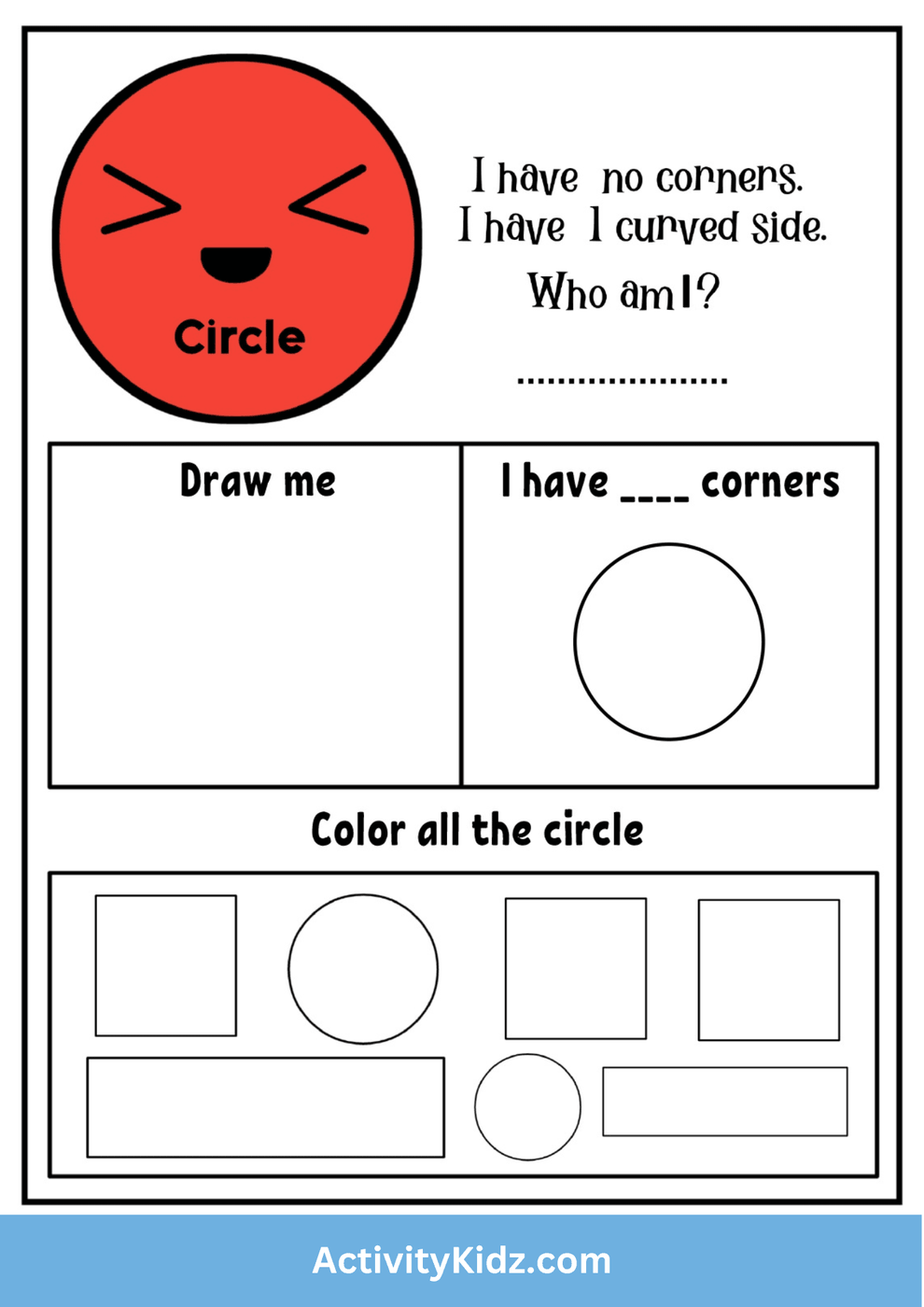 Circle Identification and Drawing Activity Worksheet- Download FREE ...