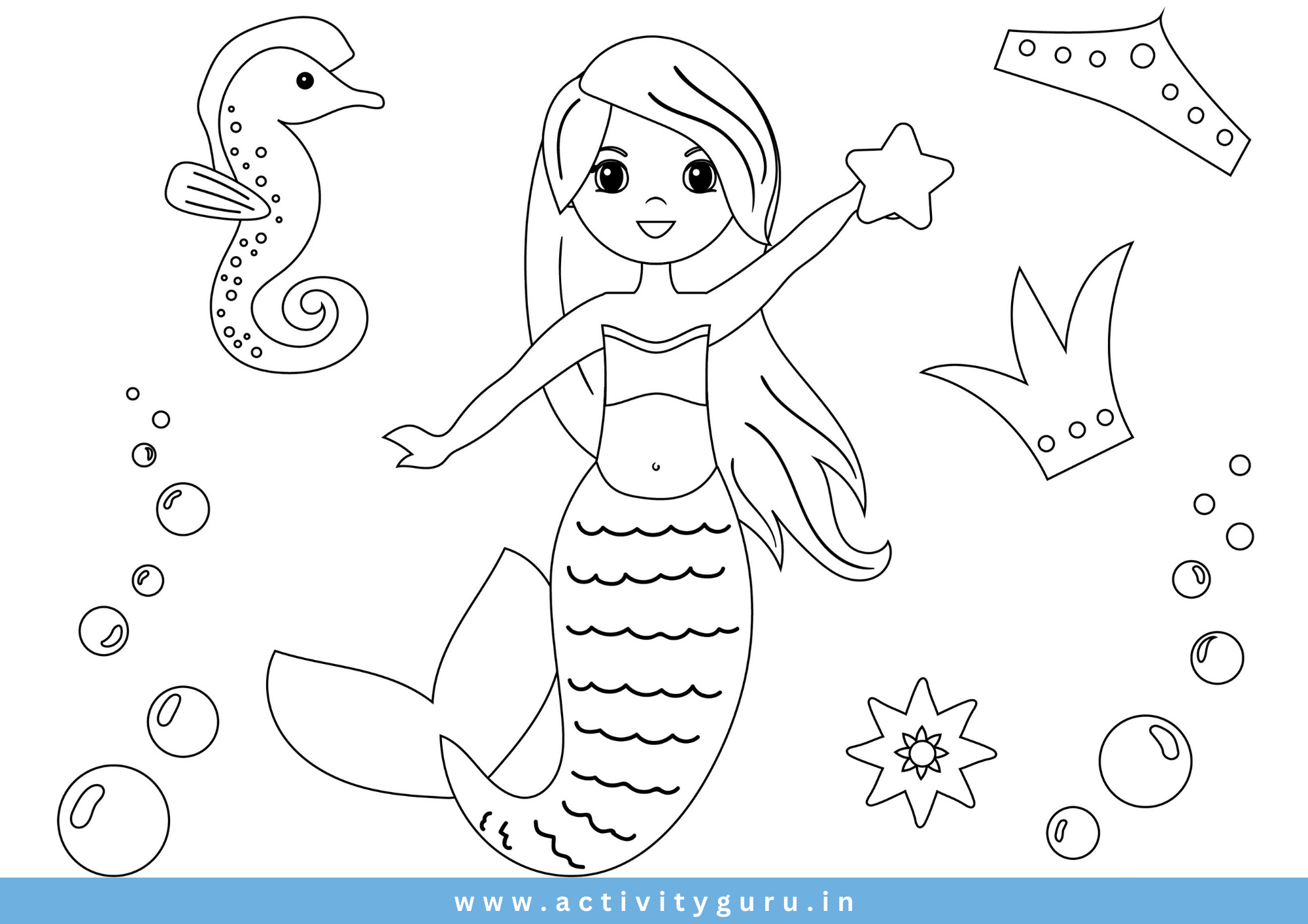 Colouring - Mermaid – Activity Guru