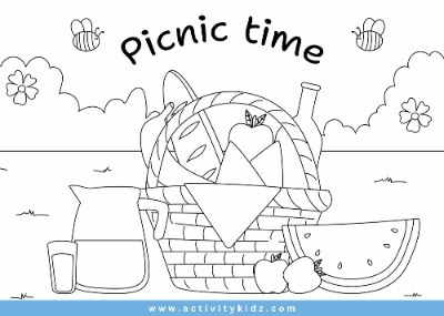 Colouring - Picnic Time- Download FREE Printable Worksheets for Kids ...