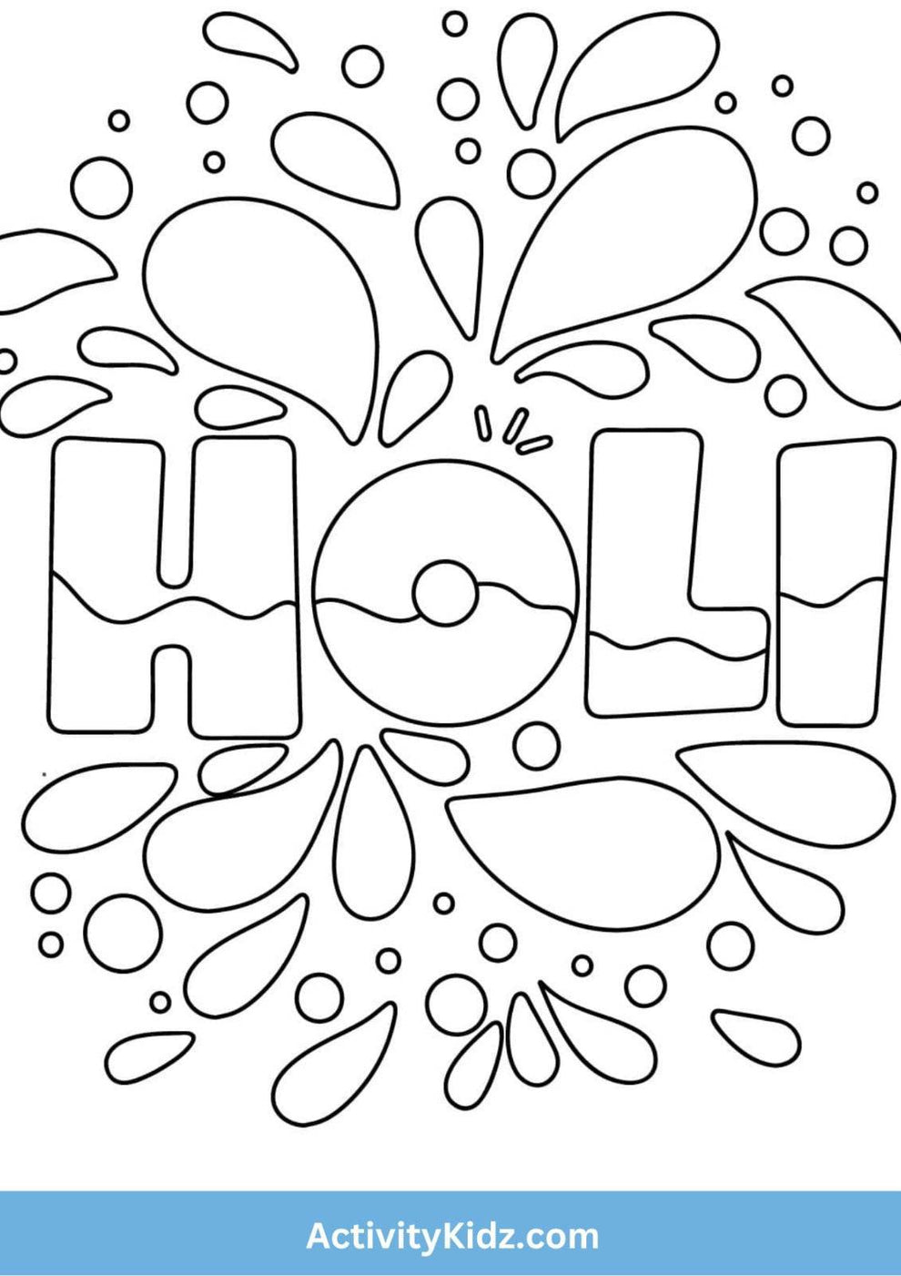 Holi Fun Splash Coloring Worksheet- Download FREE Printable Worksheets ...