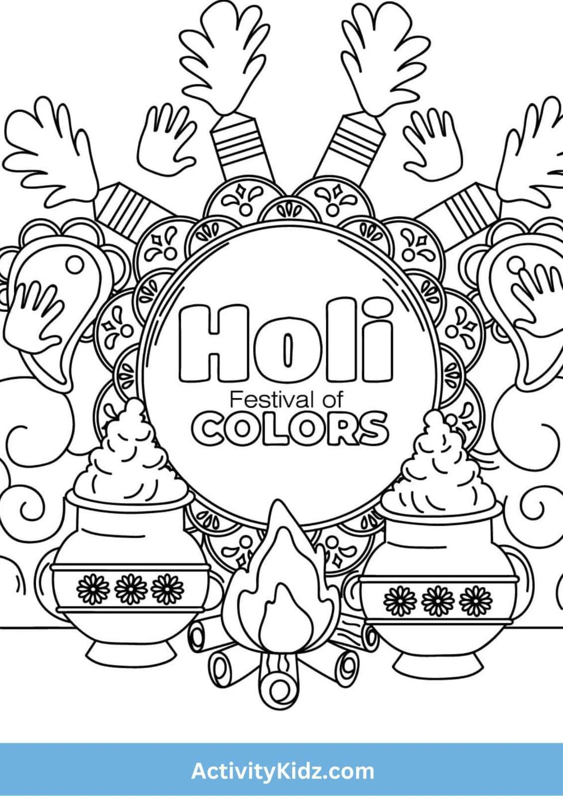 Holi: Festival of Colors Coloring Worksheet- Download FREE Printable ...
