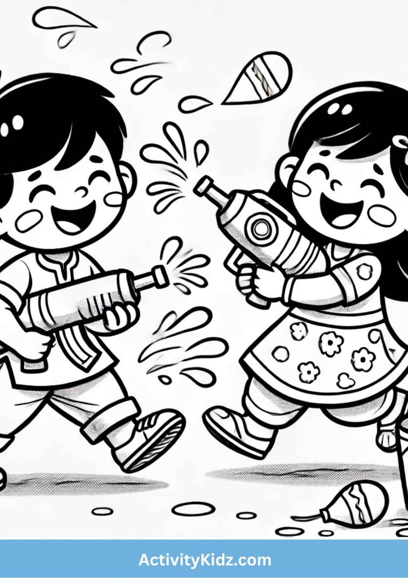 Holi Fun Coloring Worksheet- Download FREE Printable Worksheets for ...