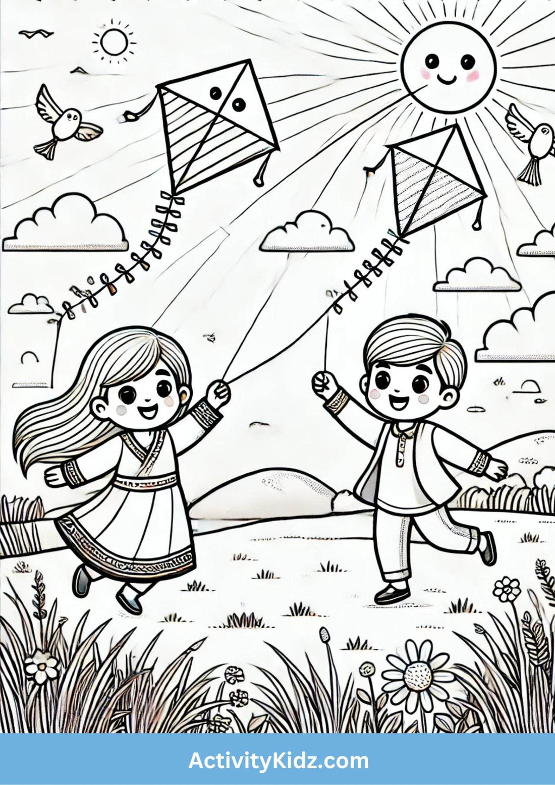 Kite Festival Bliss - Makar Sankranti Coloring Worksheet- Download FREE ...