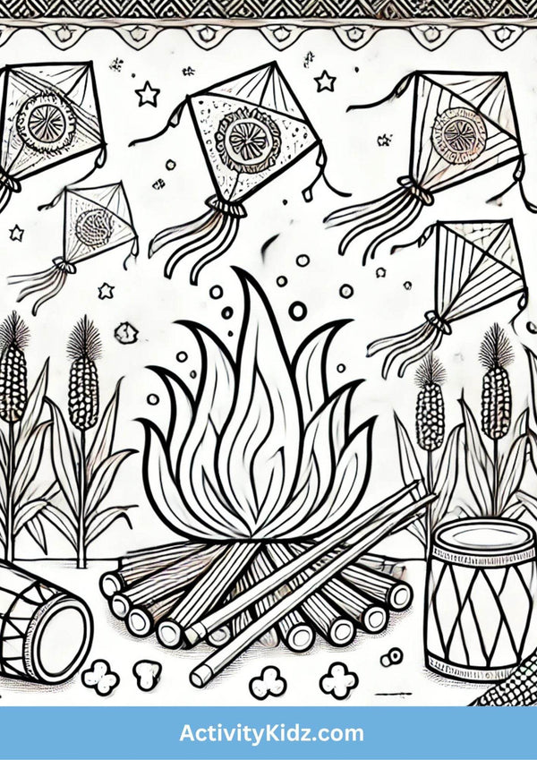 Lohri Festival Coloring Activity Sheet- Download FREE Printable ...