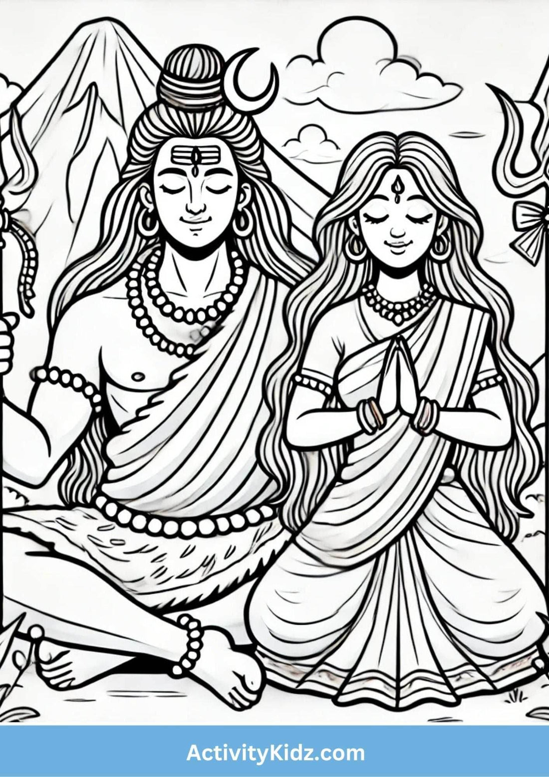 Maha Shivratri Coloring Worksheet – Lord Shiva and Goddess Parvati ...