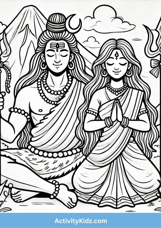 Maha Shivratri Coloring Worksheet – Lord Shiva and Goddess Parvati ...