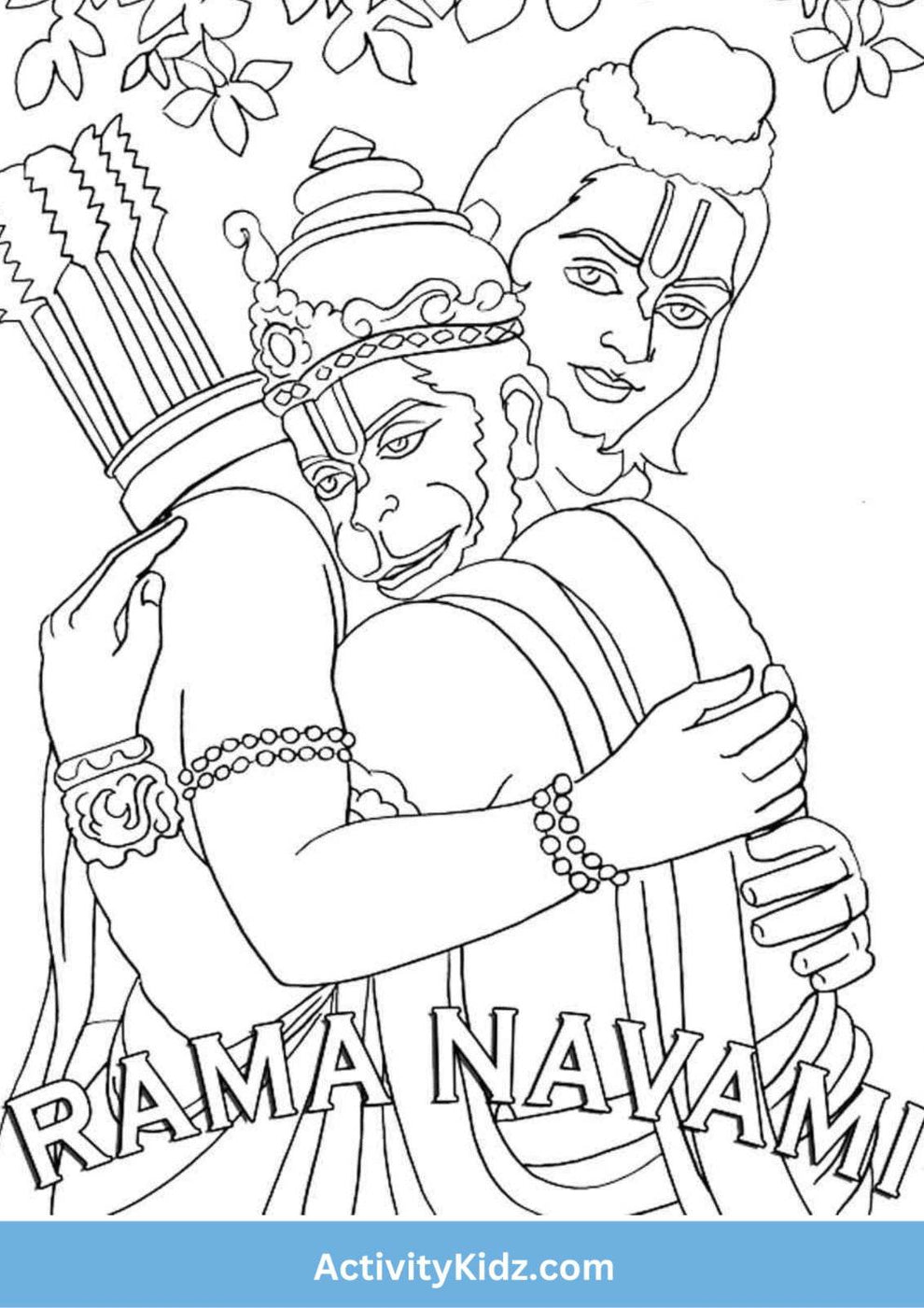 Ram Navami – Lord Ram and Hanuman Ji Coloring Page- Download FREE ...