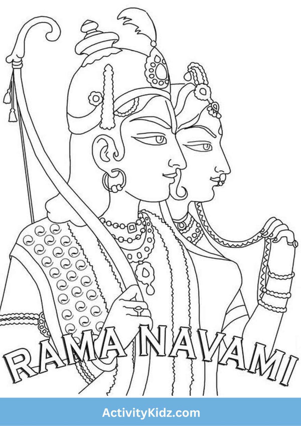 Ram Navami – Lord Ram and Sita Ji Coloring Page- Download FREE ...