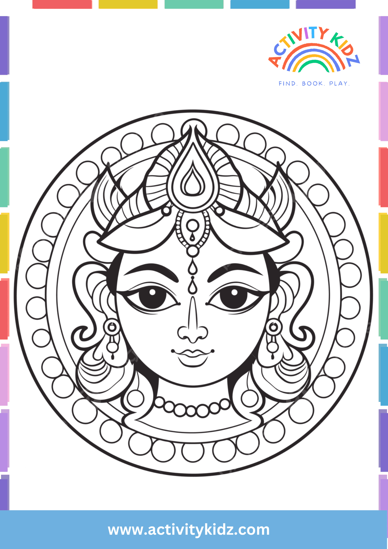 Maa Durga Coloring Sheet – Celebrating Dussehra- Download FREE ...