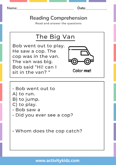 Download Worksheets for Kids - Reading Comprehension – ActivityKidz